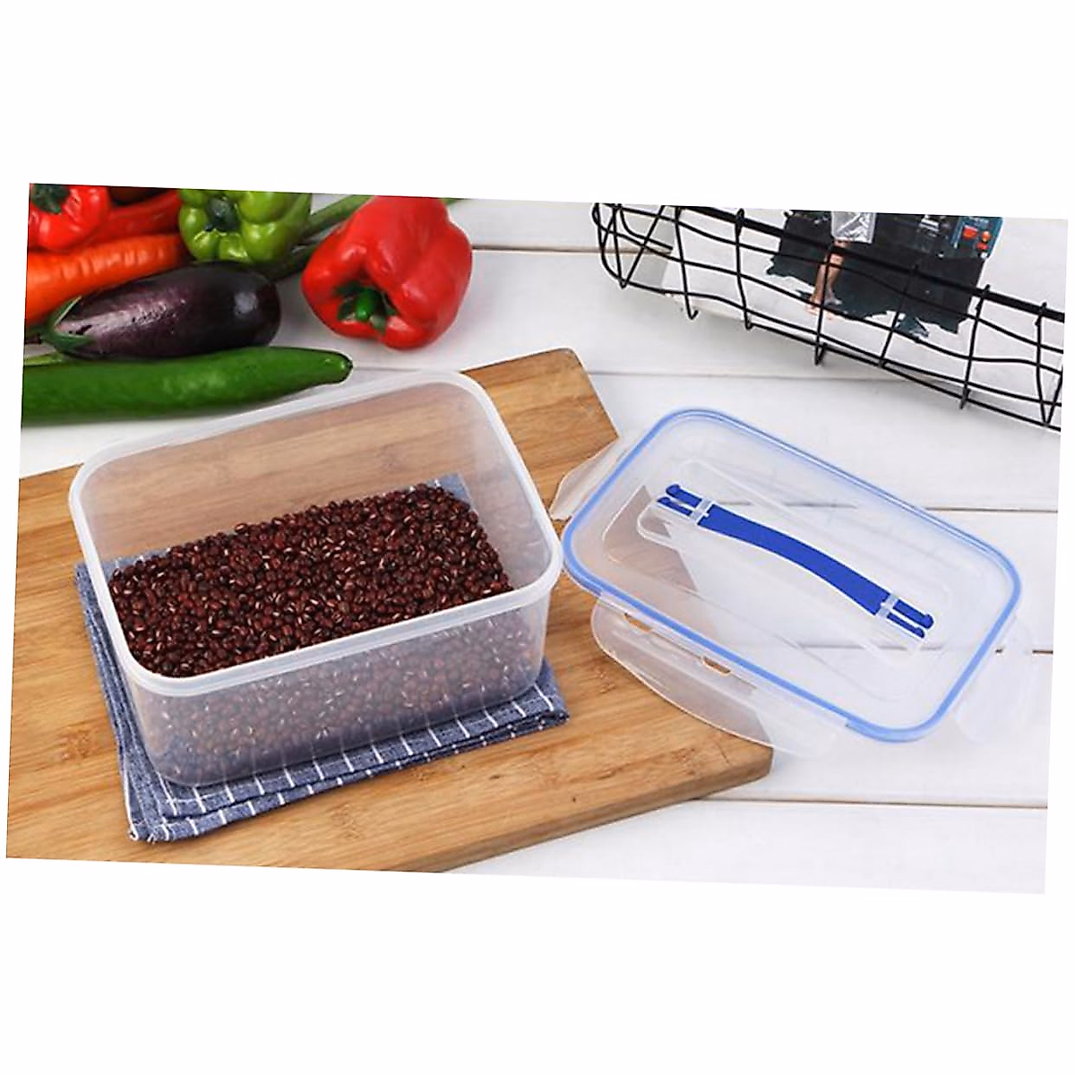 DECHOUS Refrigerator Rectangular Food Boxes Box Food Container with Lid Food Container Wit Hhandle With Cover Set Portable Container