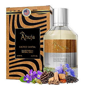 AHUJA Sacred Santal Eau de Parfum 3.4 fl oz -Unisex Perfume,Sandalwood,Violet Leaves and Cardamom,Earthy Woody Scent w/Spicy Notes,Best Alternative for Santal 33