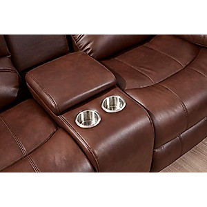 Betsy Furniture Power Reclining Bonded Leather Living Room Set (Brown, Sofa+Loveseat+Chair)
