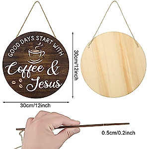 Coffee Bar Sign Coffee Decor Coffee Wooden Sign Hanging Coffee Decor Coffee Sign Plaque for Farmhouse coffee bar Kitchen Accessories Coffee Lover (Rustic Good Days Start with Coffee & Jesus)