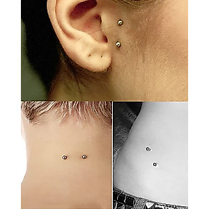 PiercingPoint G23 Grade Titanium 14G (1.6MM) 14MM Length Surface Piercing Bar with Rugby Ball