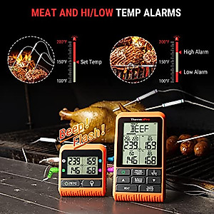 ThermoPro TP829 Wireless Meat Thermometer for Grilling and Smoking, 1000FT Grill Thermometer for Outside Grill with 4 Meat Probes, BBQ Thermometer for Smoker Oven Cooking Beef Turkey