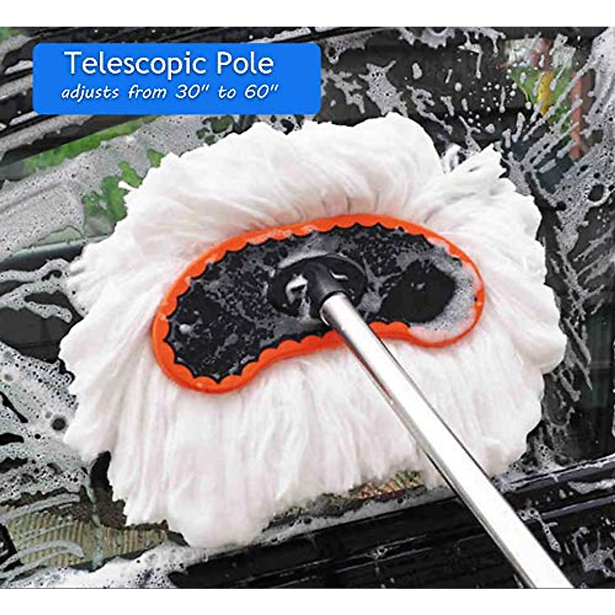 Car Cleaning Brush with Long Handle Best for Washing Your Car, Truck, RV, etc. - Extends 60" Perfect for Hard to Reach Places