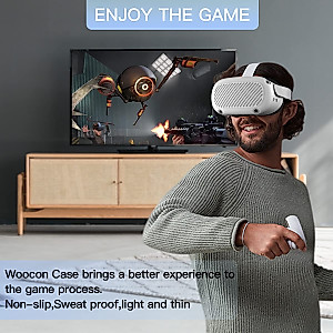 Woocon [3in1] Shell Front Face Protector Cover for Oculus Quest 2 Accessories,VR-2 Waterproof Silicone Face Cover Pad and Protective Lens Cover Anti Scratch Anti Dust Anti Shock VR-2 Case(White)