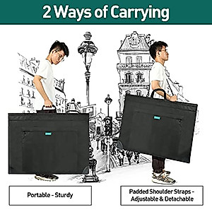 GFANSY Art Portfolio Tote Bag 24 x 36, Soft Portfolio Folder for Artwork, 600D Oxford Artist Portfolio Case with 3 Storage Bag & Detachable Shoulder Strap (24 x 36 inch)