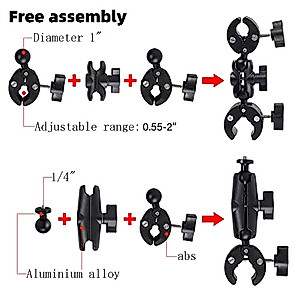 PellKing Motorcycle Bike Handlebar Clamp Mount and 61" Invisible Selfie Stick for Insta360 X4 X3 X2 X ONE RS R GO 3 Camera