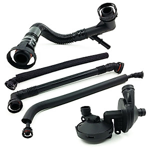 Crankcase Ventilation Valve Oil Separator Hose Compatible with BMW E46 E60 E39 X3 X5 320i, 323i, 325, 325i 328i, 330i, 525i, 528i CCV PCV Valve Ventilation Separator 5 Piece Value Kit 11611432559