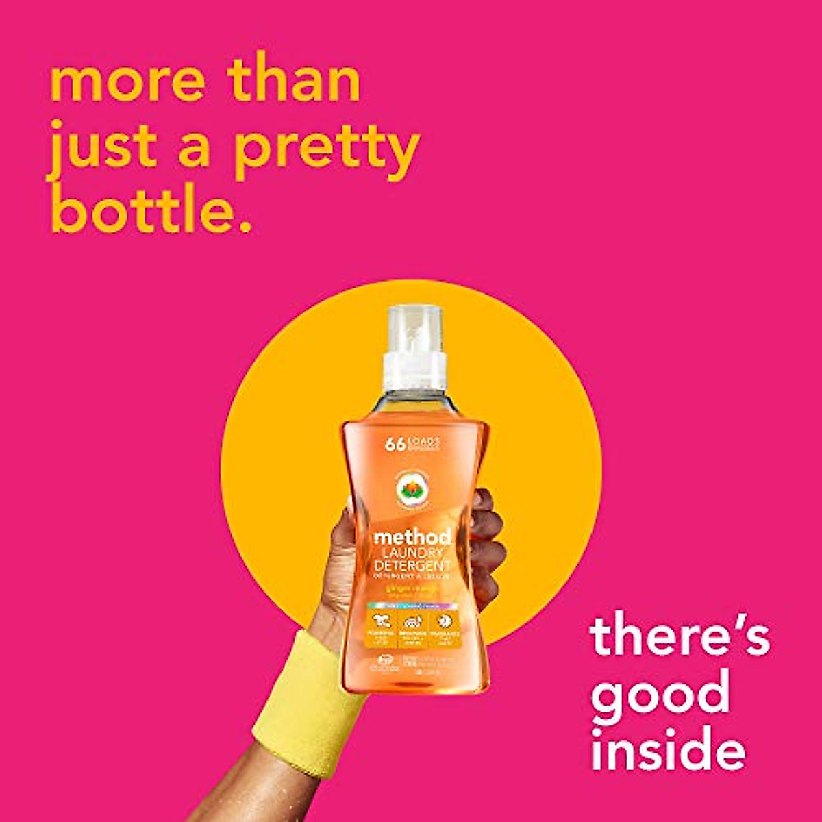 Method Liquid Laundry Detergent, Ginger Mango, 66 Loads Per Bottle, Hypoallergenic + Biodegradable Formula, Plant-Based Stain Remover, 53.5 Fl Oz (Pack of 1)