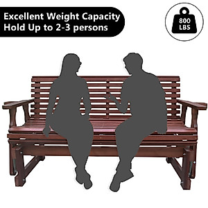 Beneouya 5FT Heavy Duty 800 LBS Porch Glider, Outdoor Glider Bench with Roll Back Pressure Treated with 2 Cupholders and Deep Contoured 2-Seater for Outside Patio, Yard, Balcony, Porch,Dark Brown