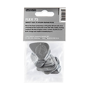 Herco® HE211P Flex 75 Nylon Flat Picks, Silver, Heavy, 12/Player's Pack