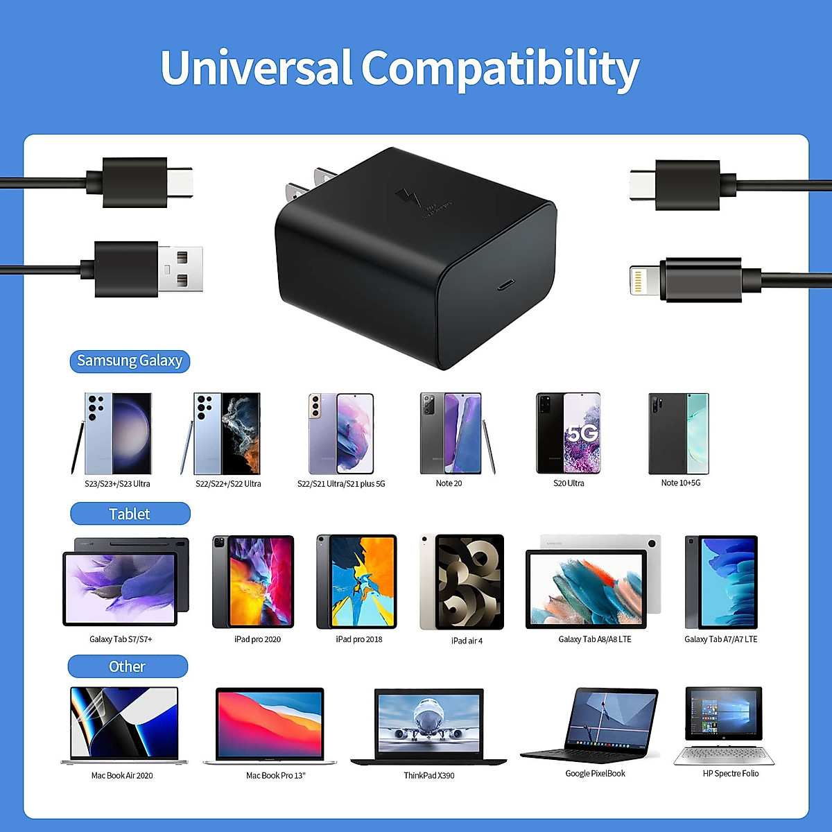 2Pack 45W USB C Super Fast Charger, Android Phone Wall Charger Fast Charging with 6.6FT USB Type C Cable for Samsung Galaxy S24 S23 Ultra/S23+/S22 Ultra/S22+/S22/S20/Note 10/20/Z Fold (6.6FT-2Pack)