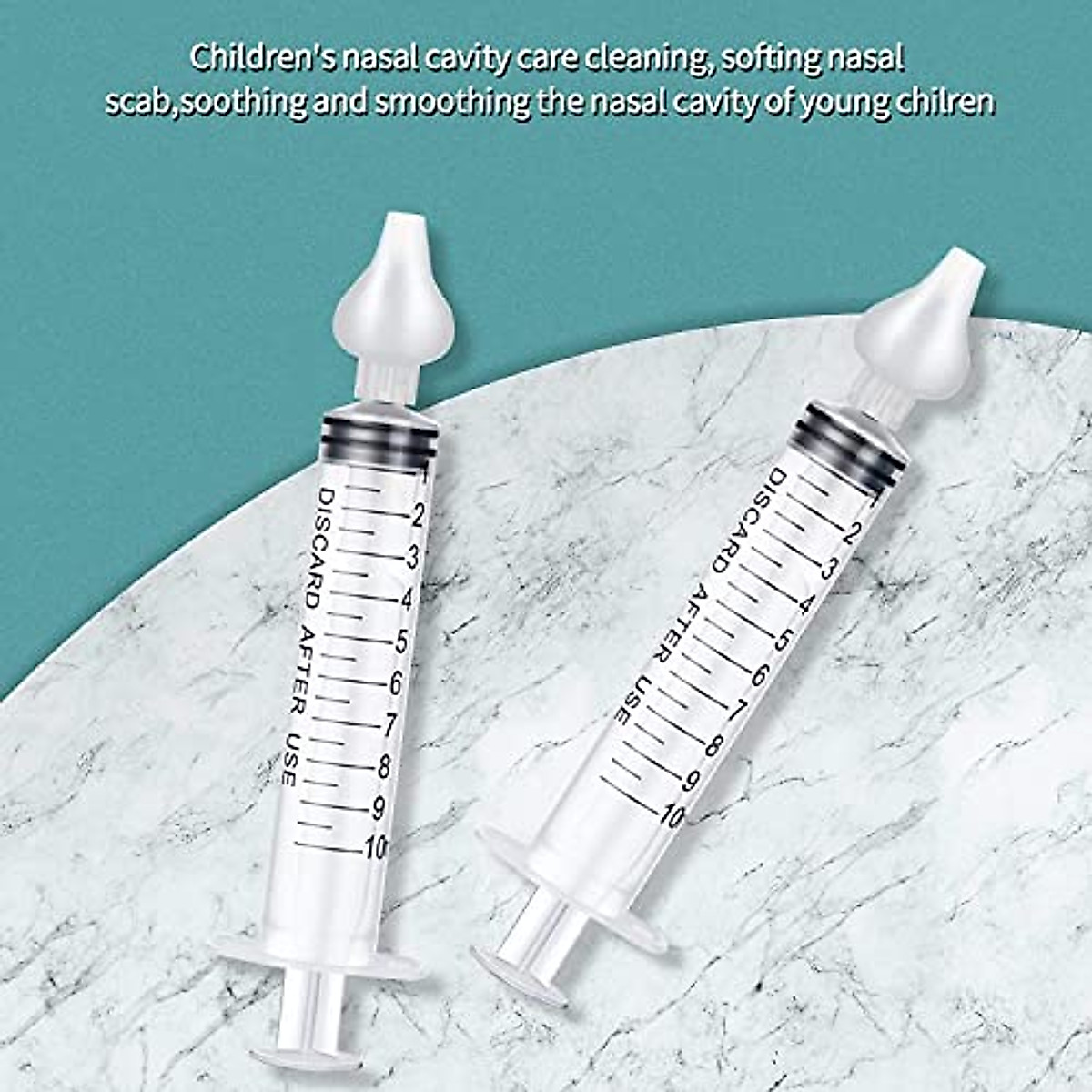 JUSONEY Baby Nose Syringe - Professional Fly Baby Irrigator with Clean and Reusable Silicone Nose Tips (2 Pieces)