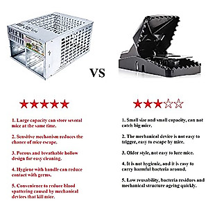 Joozer Humane Rat Trap Live Mouse Trap Indoor Animal Cage Multi Catch and Release 2 Door Large Bait Cage Reusable (Silver)