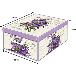 Kanguru Decorative Storage Box with Handles and Lid Collection Violette, Fragrant, Scented Violet, LARGE