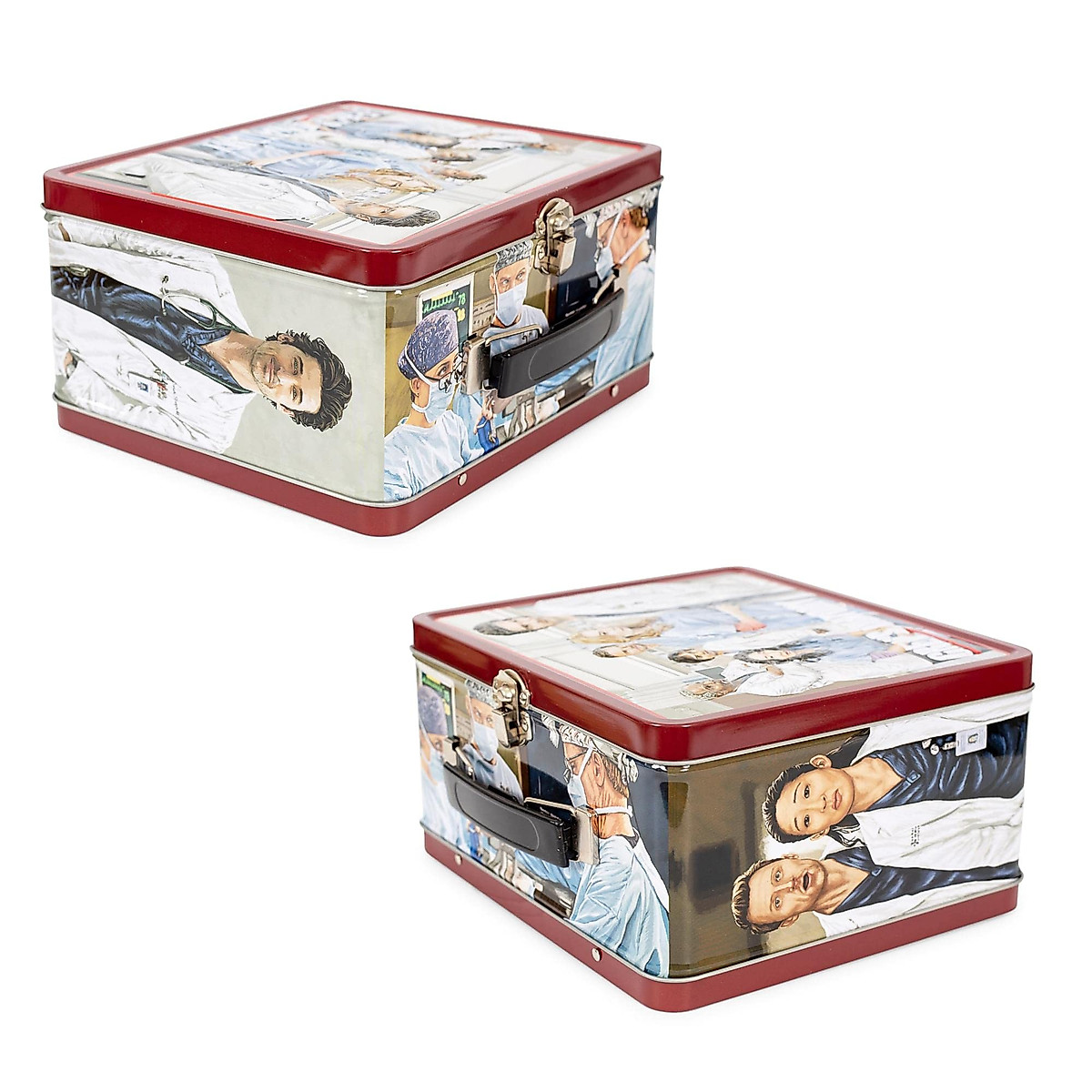 Retro Style Metal Tin Lunch Box Tote | Reusable Bag, Storage Organizer Container, Bento Box Accessories | Official TV Show Collectible | 8 x 7 x 4 Inches