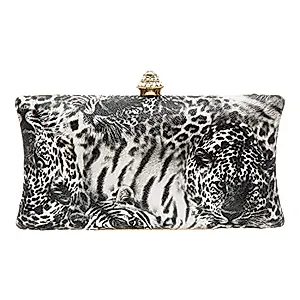 Tiger Face Box Clutch,Grey