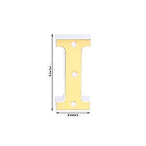 TABLECLOTHSFACTORY 6" 3D Gold Marquee Letters 5 LED Light Up Letters Warm White LED Letter Lights - I
