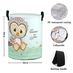 Woodland Owl Storage Bin, Waterproof Oxford Fabric Clothes Basket Organizer for Laundry Hamper,Toy Bins,Gift Baskets, Bedroom, Clothes,Baby Nursery