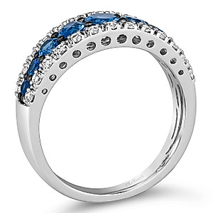 LE VIAN 1/4 Carat Diamond and 1 Carat Blue Sapphire Band Ring for Women in 14k White Gold (Fancy Brown, cttw) Promise Anniversary Ring Size 7 by LeVian