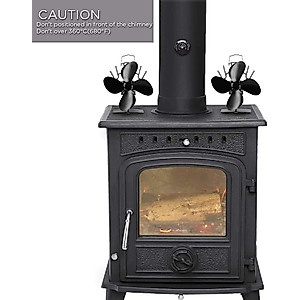 Cheffort Fireplace Fan Heat Powered Stove Fan 4 Blade Wood Stove Fans Aluminium Silent Eco-friendly for Wood Log Burner Fireplace