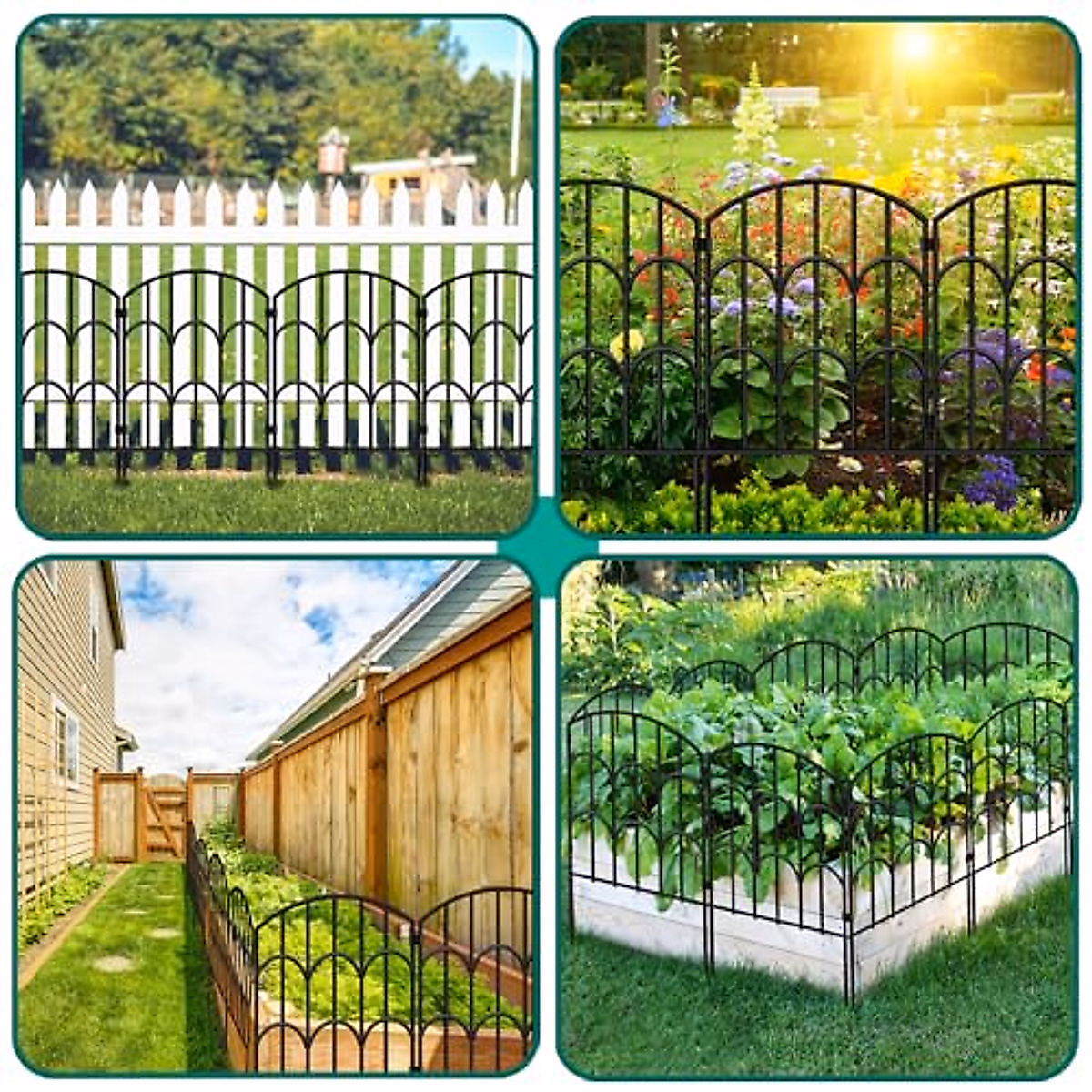 Animal Barrier Fence 20 Pack,Decorative Garden Fence 23.4in(H) x 21.6ft(L) Rustproof Metal No Dig Fence,for Dog Rabbit Pet,Ground Stakes and Outdoor Yard Patio Landscape