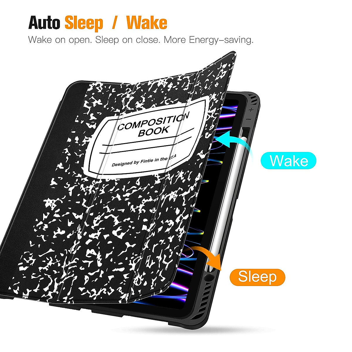 Fintie Case for iPad Pro 12.9-inch 6th Generation 2022, [Built-in Pencil Holder] Slim Soft TPU Protective Cover with Auto Wake/Sleep, Also Fit iPad Pro 12.9" 5th & 4th & 3rd Gen, Composition Book