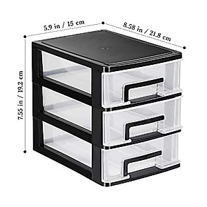 Homoyoyo 3 Plastic Drawers Office Small Rv Bathroom Storage for Small Spaces Plastic Drawers Organizer