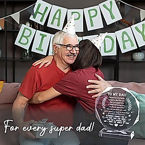 YWHL To My Dad Gifts from Daughter Son, Birthday Gifts for Dad Who Wants Nothing, Father's Day Gifts, Laser Engraving Glass Keepsake, Meaningful Present for Father on Thanksgiving Christmas