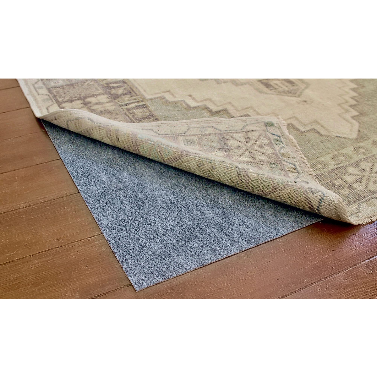 RUGPADUSA - Dual Surface - 4'x6' - 1/10" Thick - Felt and Rubber - Low Profile Non-Slip Rug Pad - Made in The USA