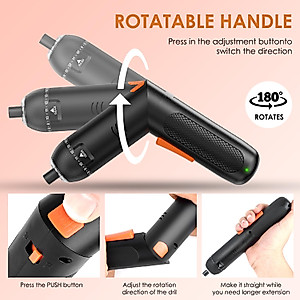 ANBEISTEE 5Nm Electric Screwdriver Set, 3.6V Rechargeable Cordless Screwdriver Kit, Torque Adjustable, Pivoting Handle, LED Light, Carrying Case, Suitable for Home DIY, Repair Tool Kit
