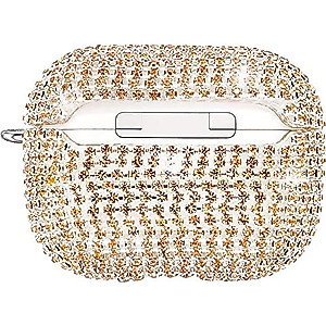 SaharaCase Rhinestone Case for Apple AirPods 3 (2021 3rd Generation) [Rugged] Full Body Protection Antislip Grip Slim with Keychain - Gold