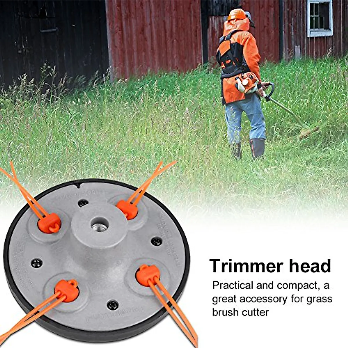 Universal 4 Line Bump Trimmer Head Mower Gear Box Head String Set Grass Brush Cutter Accessory Power Tools for Garden Lawn Patio,Lawn Mower Accessories