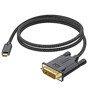 FEMORO USB C to DVI Cable 3 Feet, USB-C (Thunderbolt 3 Compatible) to DVI Cable [Support DVI 4K, 24K Gold Plated, Braided] Compatible for MacBook Pro 2016-2020, Surface Book 2, Dell XPS 13/15, Galaxy