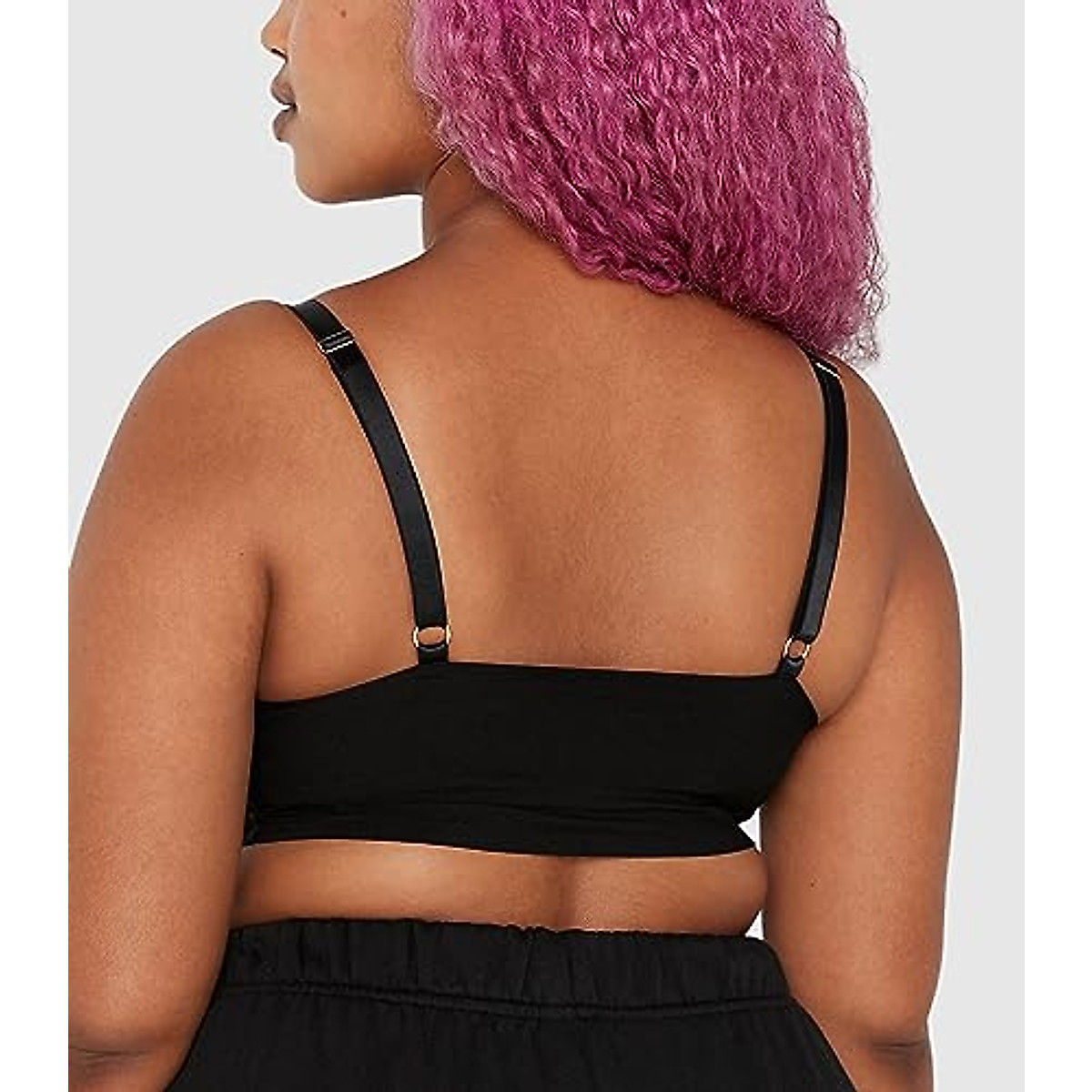 Victoria's Secret Pink Loungin Wireless Push Up Bra, Padded, Cropped, T Shirt Bras for Women, Black (XL)