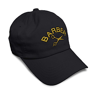 Speedy Pros Soft Baseball Cap Barber Gold Embroidery Hairdresser Saloon Twill Cotton Occupation Dad Hats for Men & Women Black Design Only