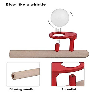 TOPINCN Floating Blow Pipe Ball Toy, Wooden Balances Blowing Toys, Educational Wooden Blowing Toys, Floating Ball Game