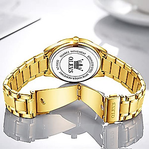 OLEVS Gold Watch for Men, Big Face Stainless Steel Watch, Easy to Read Analog Quartz Watch with Day Date, Waterproof Luminous Men's Dress Wrist Watch