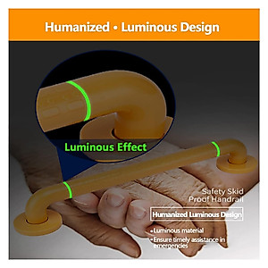 Grab Rails Bathroom Grab Rails 304 Stainless Steel Shower Handle Anti-Slip Bathtub with Safety Luminous Circles Handrail ?For Elderly Disabled Toilet Seniors Kitchen,Black,40cm ( Color : Dolphin Waves