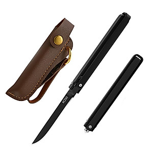PAVCEING Outdoor knife folding knife broken window survival knife creative portable fruit knife men and women self-defense mini knife (Black)
