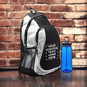 DISCOUNT PROMOS Custom Large Sports Backpacks Set of 100, Personalized Bulk Pack - Bring Everywhere You Go, Perfect for Travellers and Great for Everyday Use - Grey