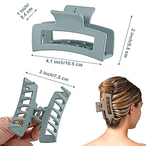 10 Pack Neutral Hair Claw Clips for Women, 4.1" Big, Large Rectangle Matte Hair Styling Accessories for Thick Hair.