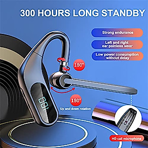 Karymi Bluetooth Earpiece, Single Digital Display Wireless Bluetooth TWS 5.0, High Fidelit Sound Wireless Car Driving in Ear Headset Ipx5 Waterproof Compatible with iPhone Android