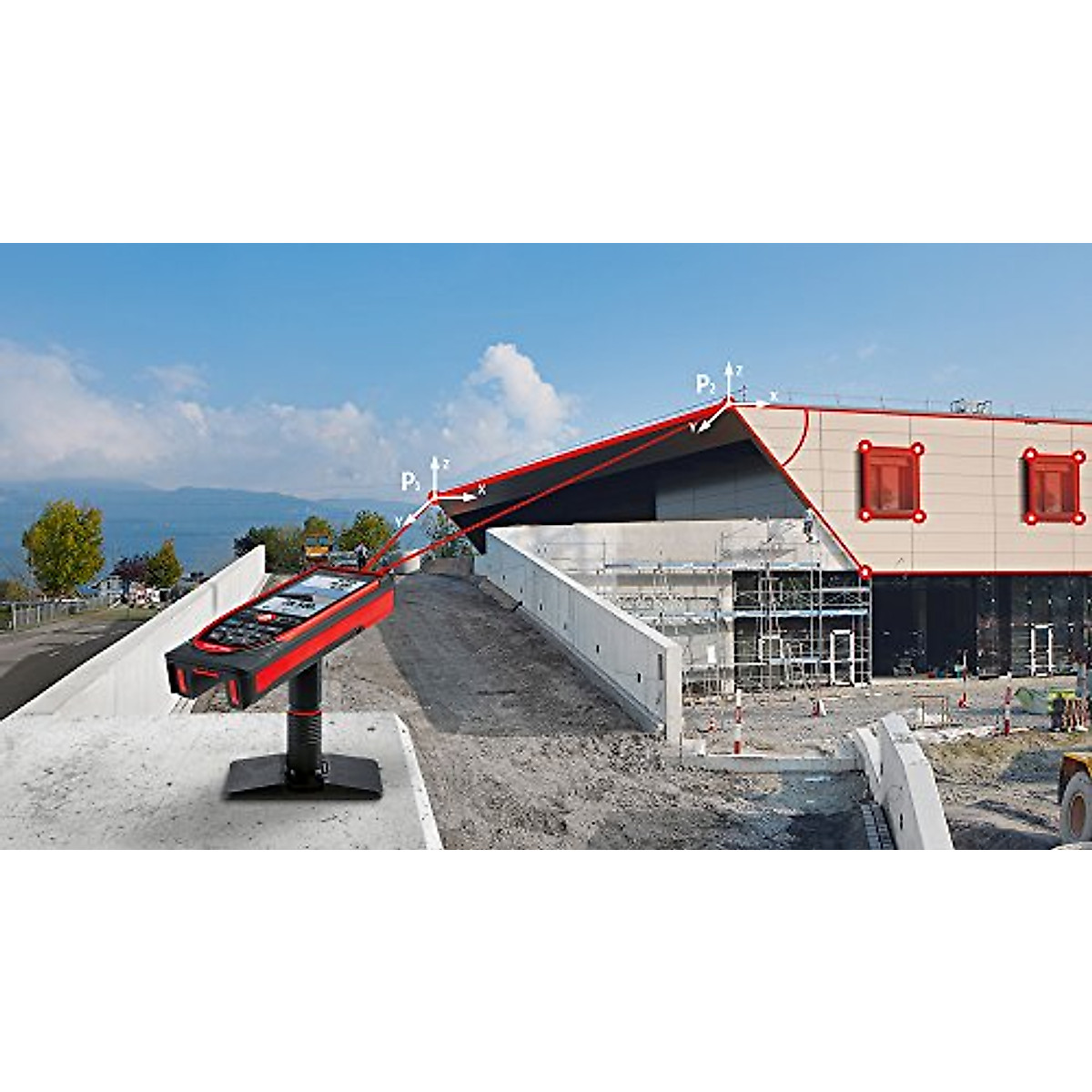 Leica DISTO S910 Pro Pack 984ft Range Laser Distance Measurer Pro Kit, Point to Point Measuring, Hard Case, TRI70 Tripod, FTA360S Adapter, Red/Black