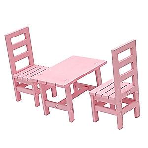 SM SunniMix 1/6 Doll Furniture, Wooden Square Chairs 3pcs/Set, Dollhouse Dining Room Living Room Decor, 12inch Doll Furnishings Model Toy, Pink