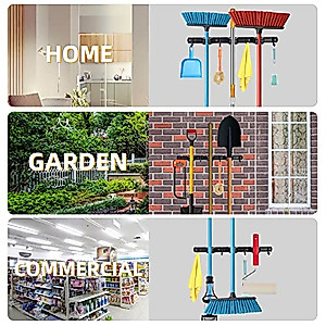 ALIEN SYSTEM Mop and Broom holder wall mount 3 Pack - Hooks for brooms and mops - Wall mount broom and mop holder - Tool organizers and storage