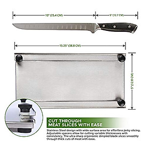shop-ezy Meat slicer Stainless Steel Jerky Maker Cutting Board With 10-Inch Professional Slicing and Carving Knife
