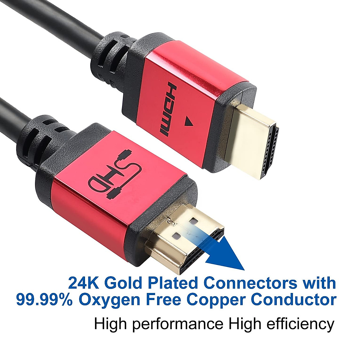 SHD 100 Feet HDMI Cable with Signal Booster, 100' HDMI Cord 2.0V Support 4K 3D 1080P for in-Wall Installation CL3 Rated Black Cable and Red Metal Shell