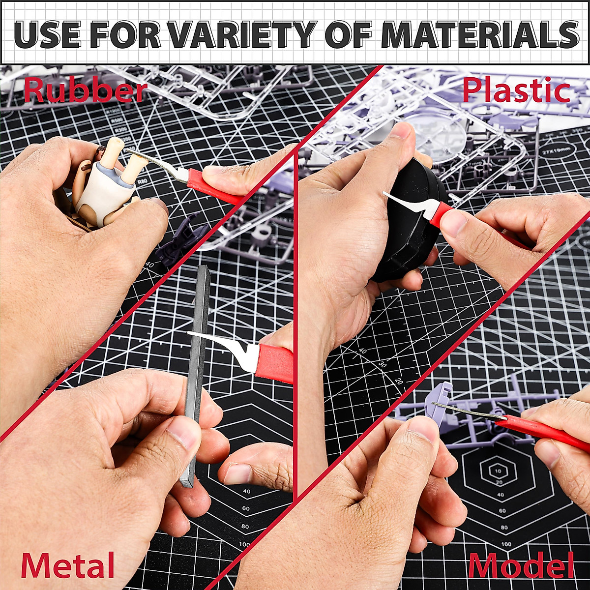 P.I.T. Metal File Set, 2Pcs Needle Files Set & Mouldline Remover, Miniature and Model Files Hand Tools, Diamond File for Model, Plastic, Metal, Wood, Jewelry Tools, DIY, Hobby