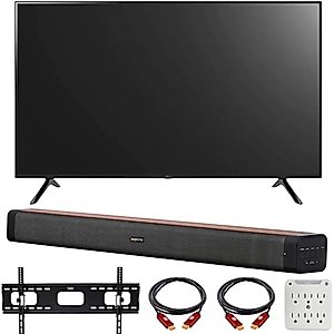 LG UQ7590PUB 43 Inch HDR 4K UHD Smart TV Bundle with Deco Gear 60W 2.0 Channel Soundbar, 37"-100" TV Wall Mount Bracket Bundle and 6-Outlet Surge Adapter