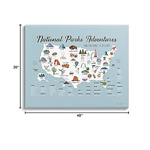 Stupell Industries National Parks Adventures USA Map Canvas Wall Art, Design by Stephanie Workman Marrott